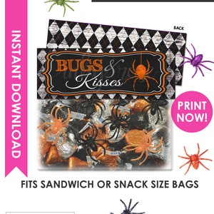Halloween Bag Toppers PRINTABLE Bugs and Kisses Halloween Treat Bag ...