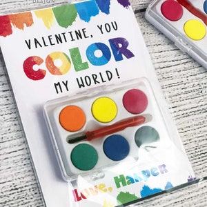 Valentine Cards for Kids, PRINTABLE Color My World Valentines ...