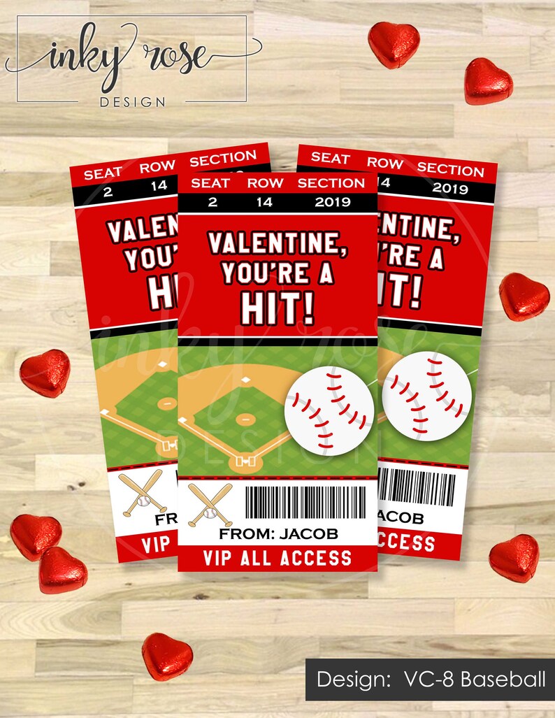 Baseball Valentine Cards Personalized Kids Valentine's | Etsy