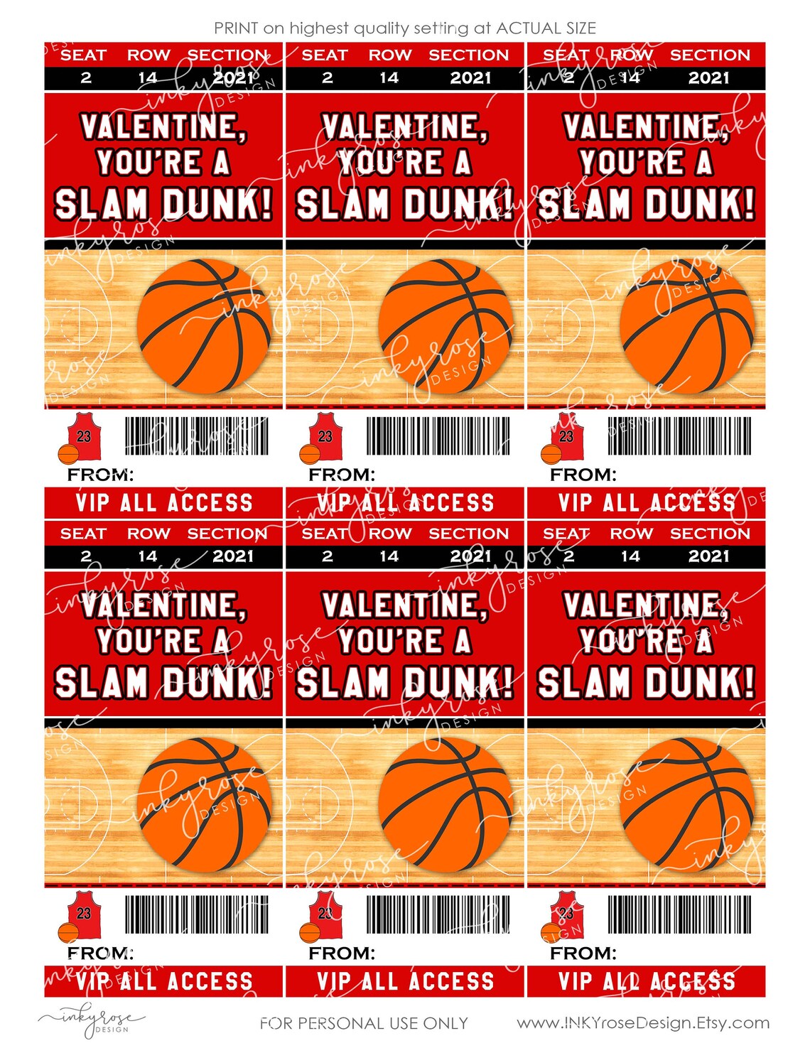 Basketball Valentines Day Card INSTANT DOWNLOAD Kids | Etsy