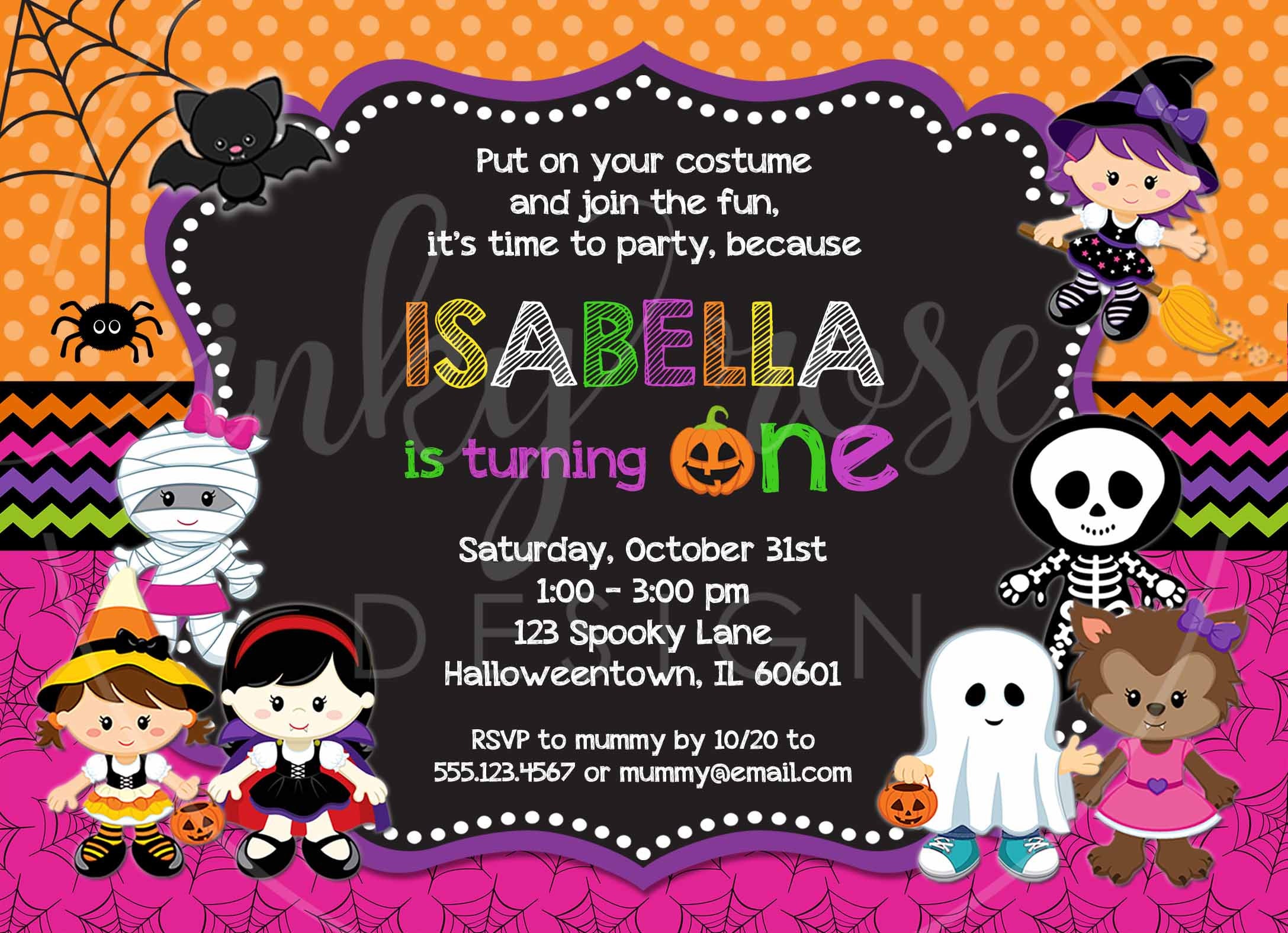 Halloween 1st Birthday Invitation PRINTABLE Digital Invite or - Etsy