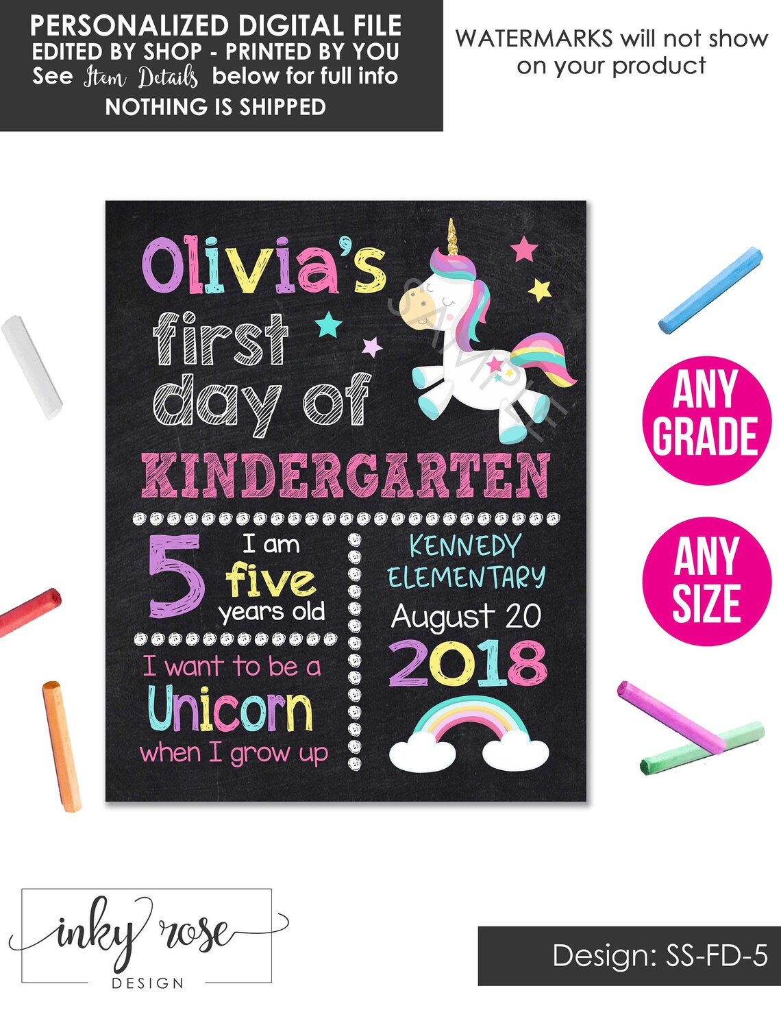 First Day of School Sign Unicorn PRINTABLE 1st First Day of - Etsy