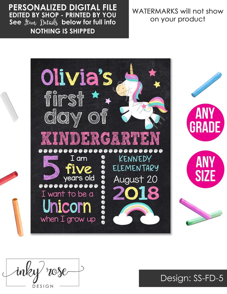 First Day of School Sign Unicorn PRINTABLE 1st First Day of - Etsy