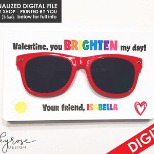Sunglasses Valentines Day Cards, PRINTABLE Valentines Day Cards for ...