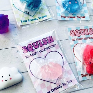 Squishy Valentine's Day Assembled Cards, PRINTED Squishy Valentine Card ...