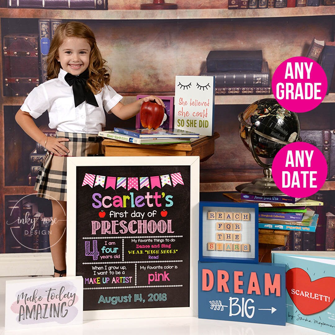 First Day of Preschool Sign PRINTABLE, 1st First Day of School Sign Pre ...