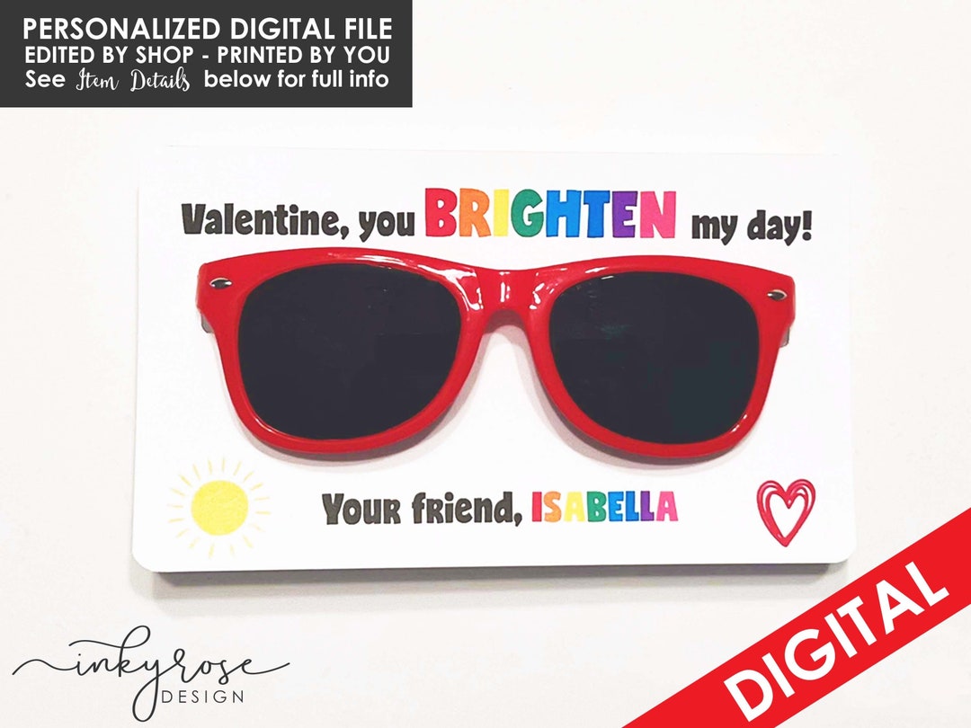 Sunglasses Valentines Day Cards, PRINTABLE Valentines Day Cards for ...