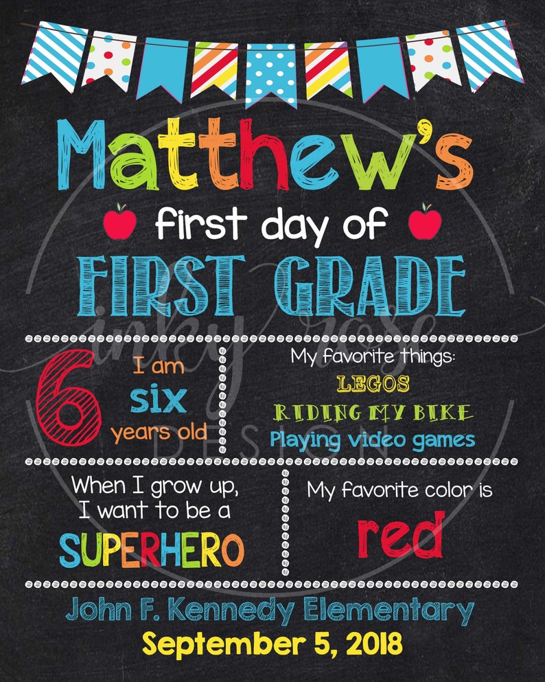 First Day of First Grade Boy Sign PRINTABLE 1st First Day of - Etsy