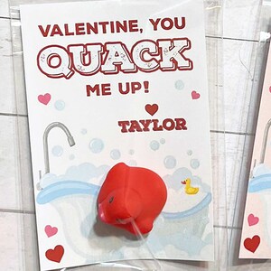 Duck Valentine Card, PRINTED Candy Free Valentines Day Cards for Kids ...