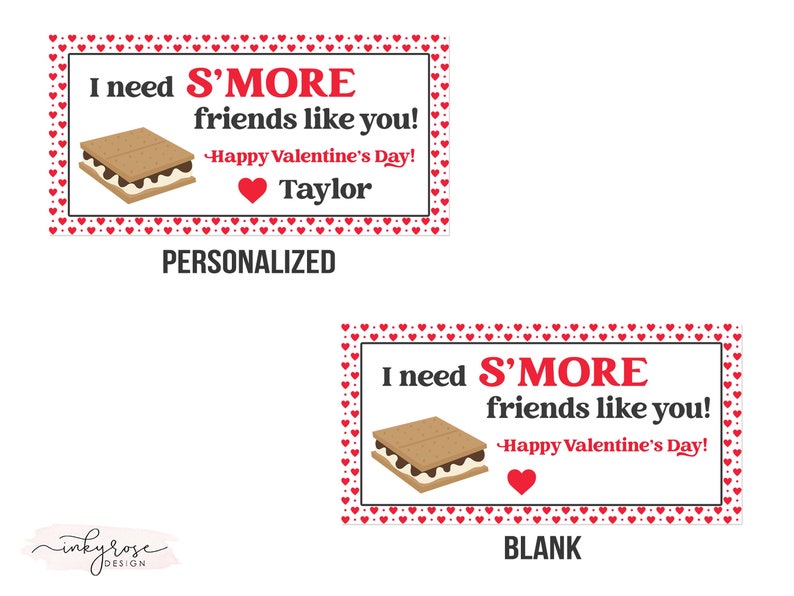 Smore Valentines Stickers and Bags PRINTED Valentine Smores - Etsy