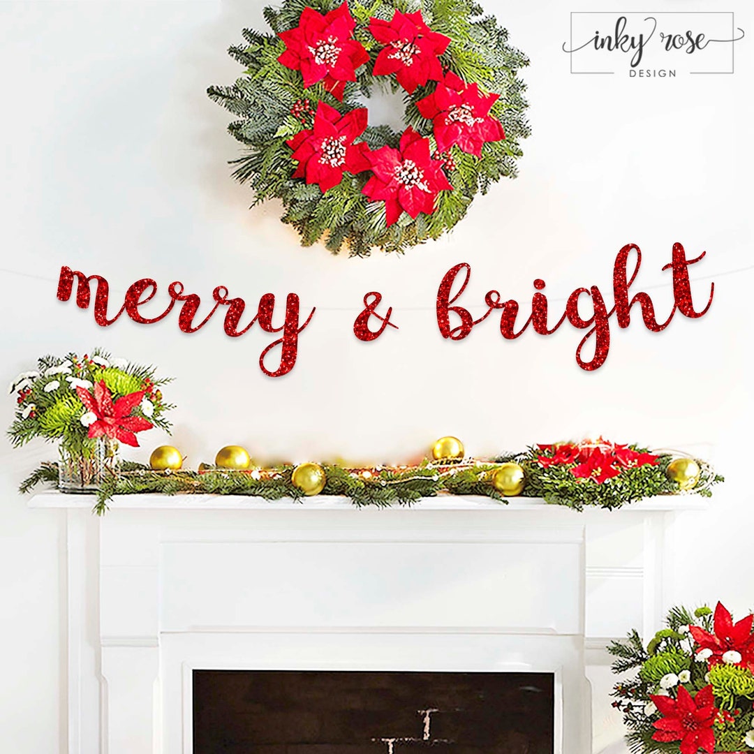 Merry & Bright Banner Red, Merry and Bright Christmas Decorations ...