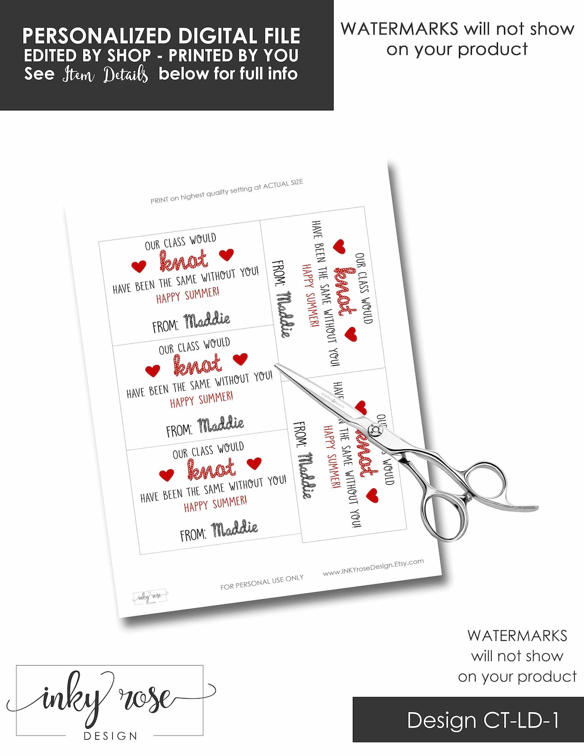 End of School Year Gifts for Kids PRINTABLE Friendship Bracelet Knot ...