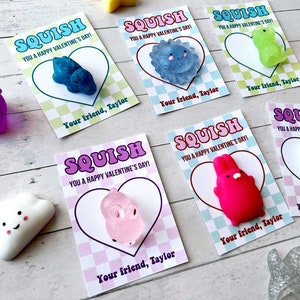 Squishy Valentine's Day Assembled Cards, PRINTED Squishy Valentine Card ...