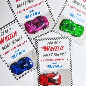 Wheelie Valentines Day Cards, PRINTED Race Car Valentine's Day Cards ...