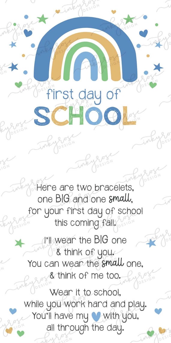 First Day of School Bracelet PRINTABLE Instant Download Boy - Etsy
