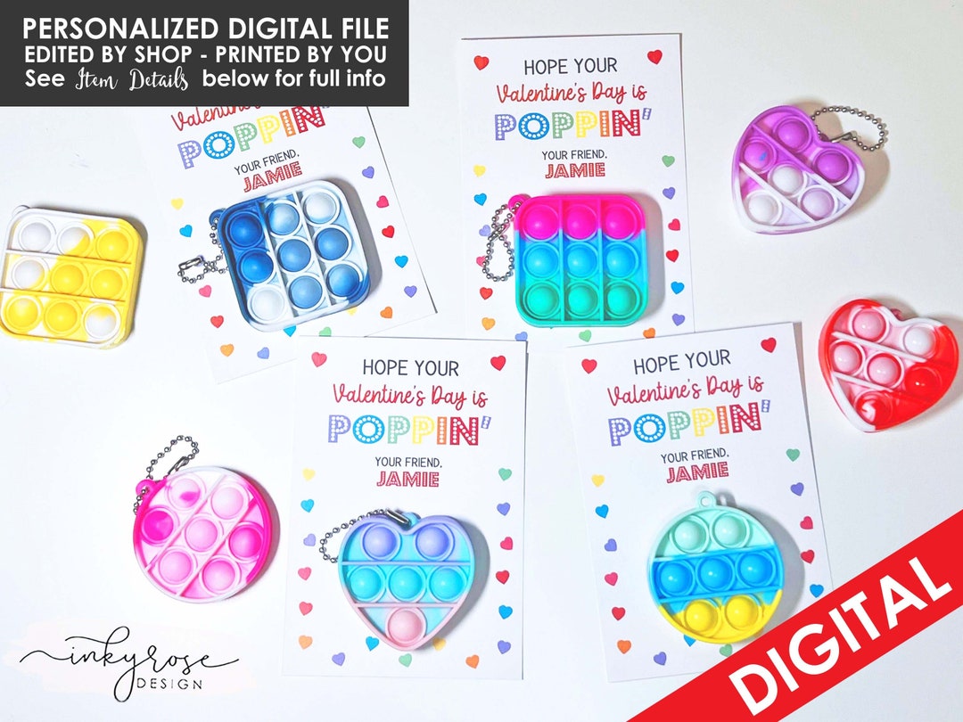 Pop It Valentines, PRINTABLE Fidget Valentine's Day Cards Poppin for ...