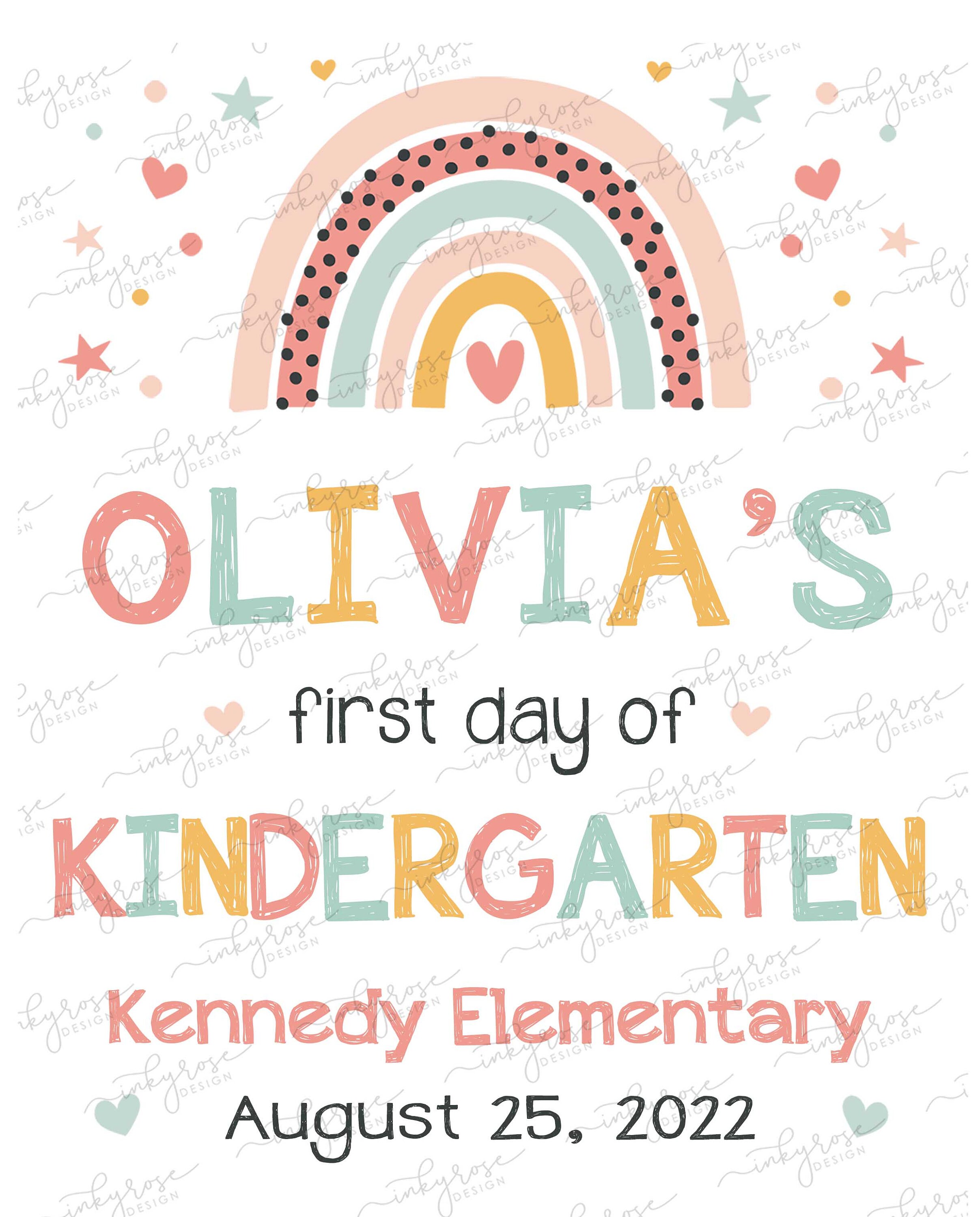 First Day of Kindergarten Sign PRINTABLE Back to School Chalkboard ...