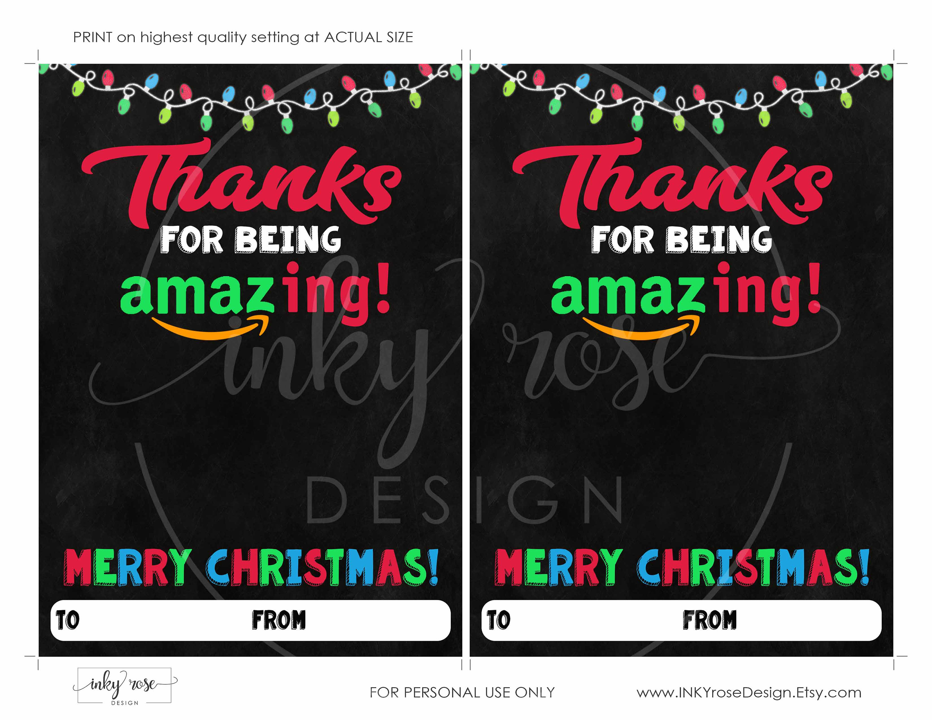 Amazon Gift Card Holder Christmas PRINTABLE for Teacher - Etsy