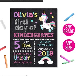 First Day of School Sign Unicorn PRINTABLE, 1st First Day of ...