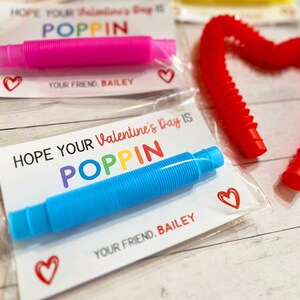 Pop Tube Valentines, PRINTED Valentines Day Cards for Kids, Fidget ...
