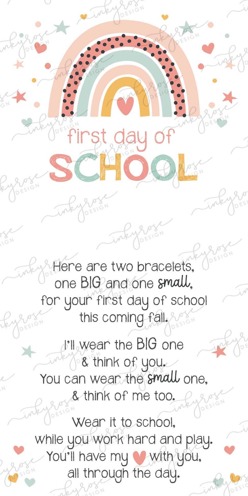 First Day of School Bracelet PRINTABLE Instant Download, Back to School ...