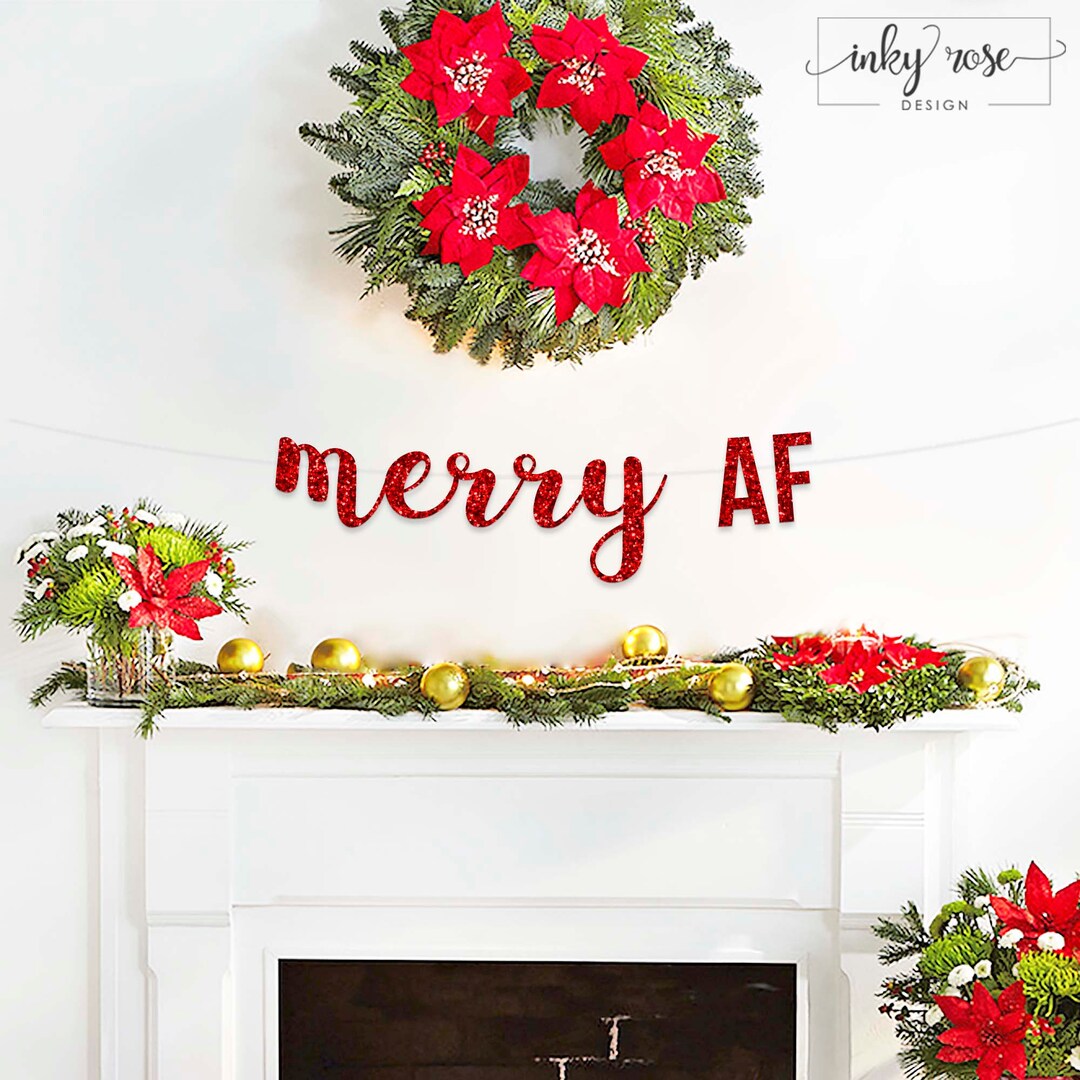 Merry AF Banner Red Christmas Decorations Holiday Decor - Etsy