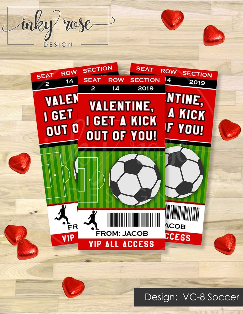 Soccer Valentine Cards Personalized Kids Valentine's Day | Etsy