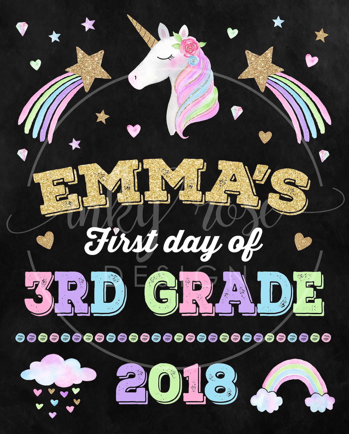 Unicorn First Day of Fifth Grade Unicorn Sign PRINTABLE - Etsy