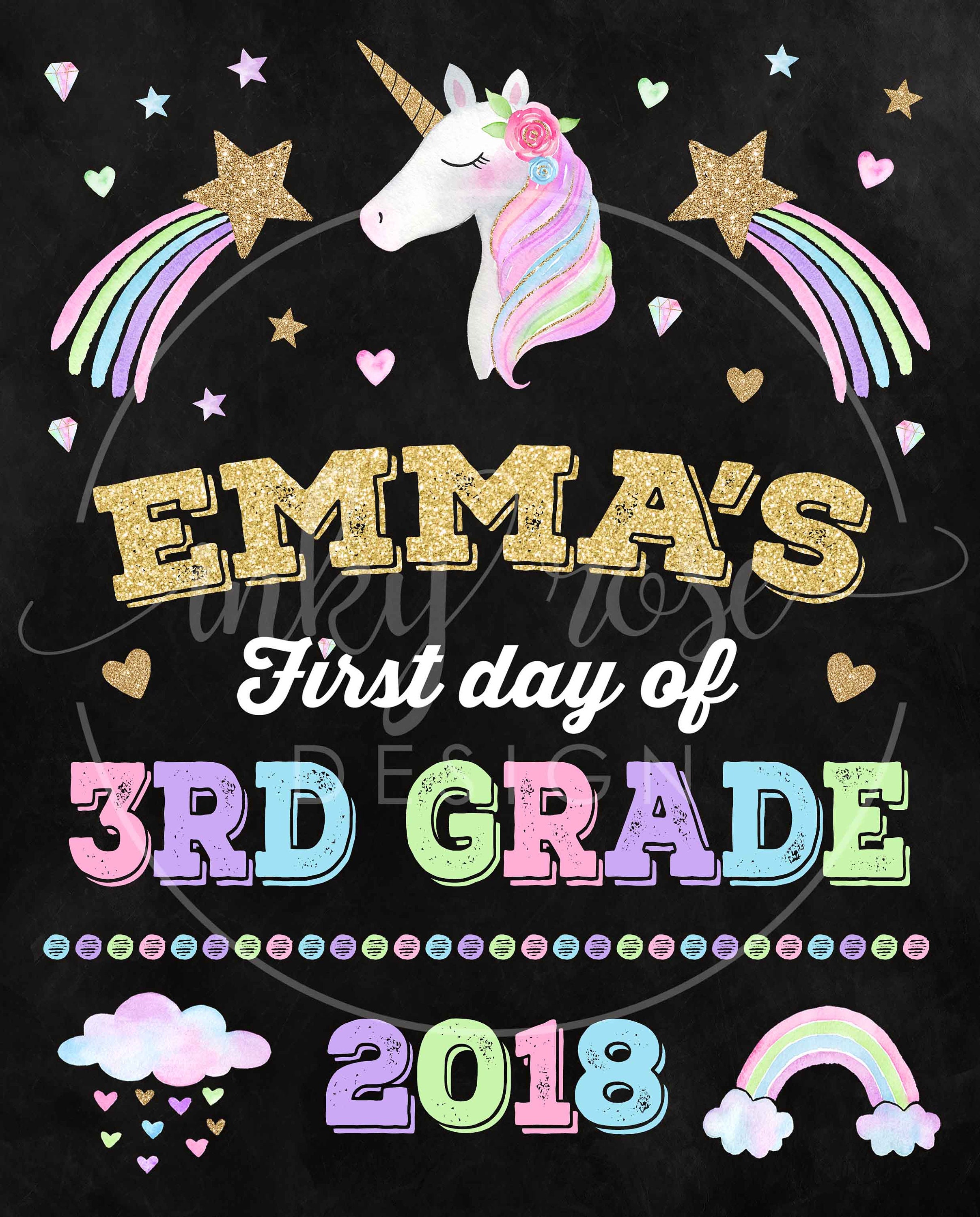 Unicorn First Day of Fifth Grade Unicorn Sign PRINTABLE - Etsy