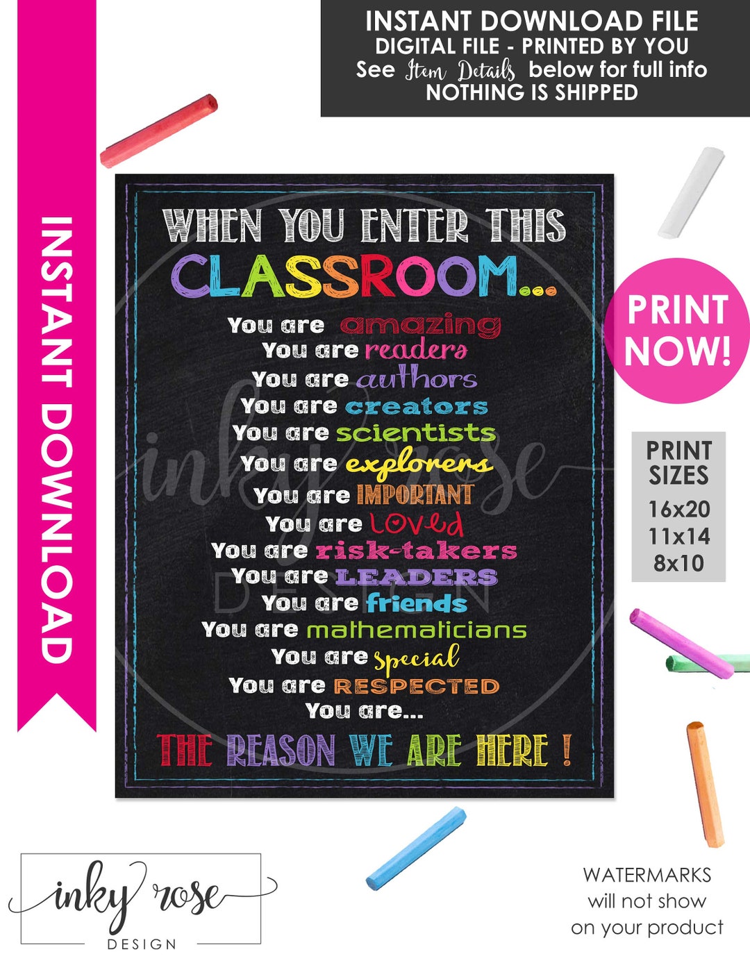 When You Enter This Classroom Sign PRINTABLE Poster INSTANT DOWNLOAD ...