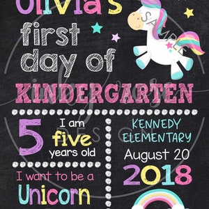 First Day of School Sign Unicorn PRINTABLE, 1st First Day of ...