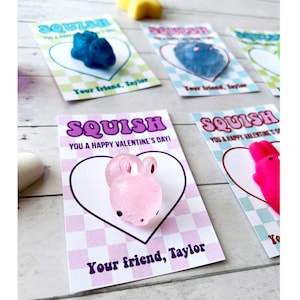 Squishy Valentine's Day Assembled Cards, PRINTED Squishy Valentine Card ...