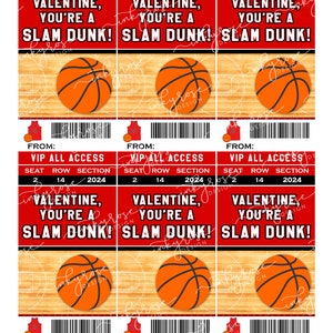 Basketball Valentines Day Card INSTANT DOWNLOAD Kids Valentines ...