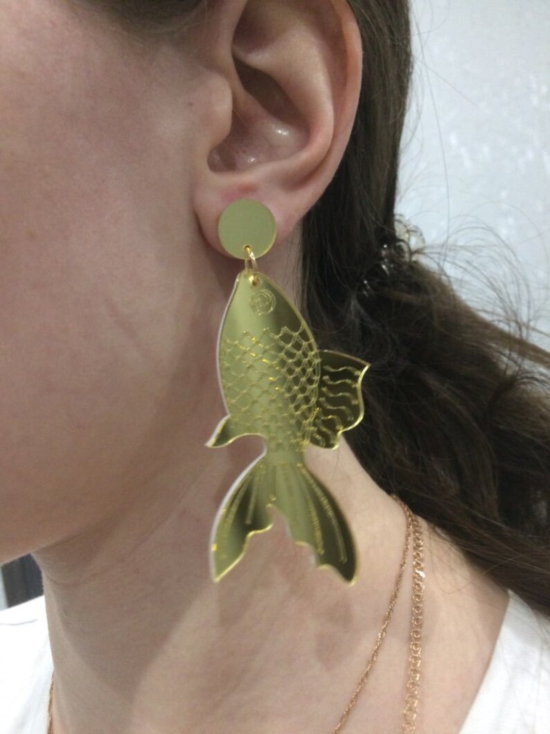 Acrylic Fish Earrings Laser Cut Jewelry Statement Earrings - Etsy