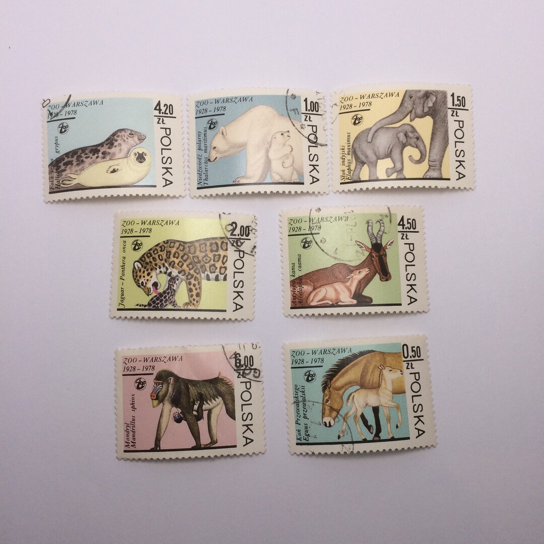 Polish Postage Stamps, Fauna, Set of 7 Soviet, Zoo, Poland, Warsaw ...