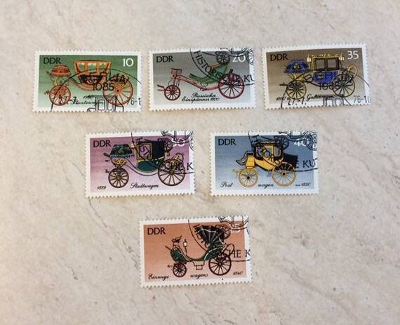 Post stamps carriage old carriage retro transport east | Etsy