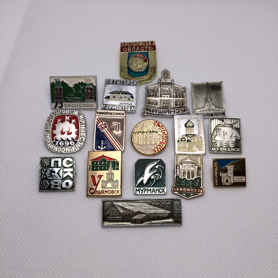 Vintage Pin, Vintage Badges, Large Cities USSR, 1970s, Set of 16 - Etsy