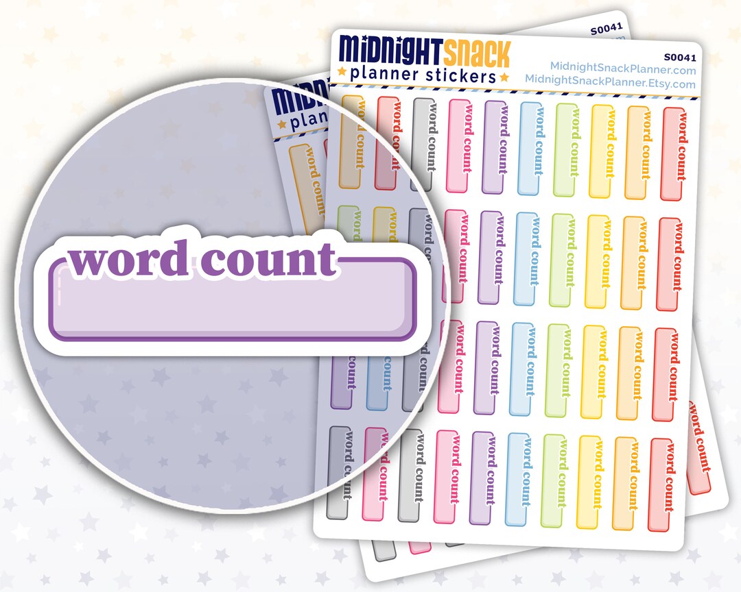 Word Count Box Planner Stickers | Writer Planner Sticker | School ...