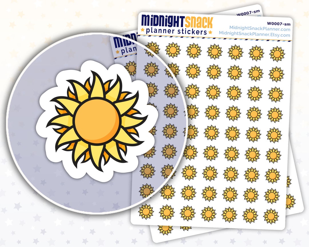 Sun Icon Planner Stickers | Sunny Day Journal Stickers | Weather ...