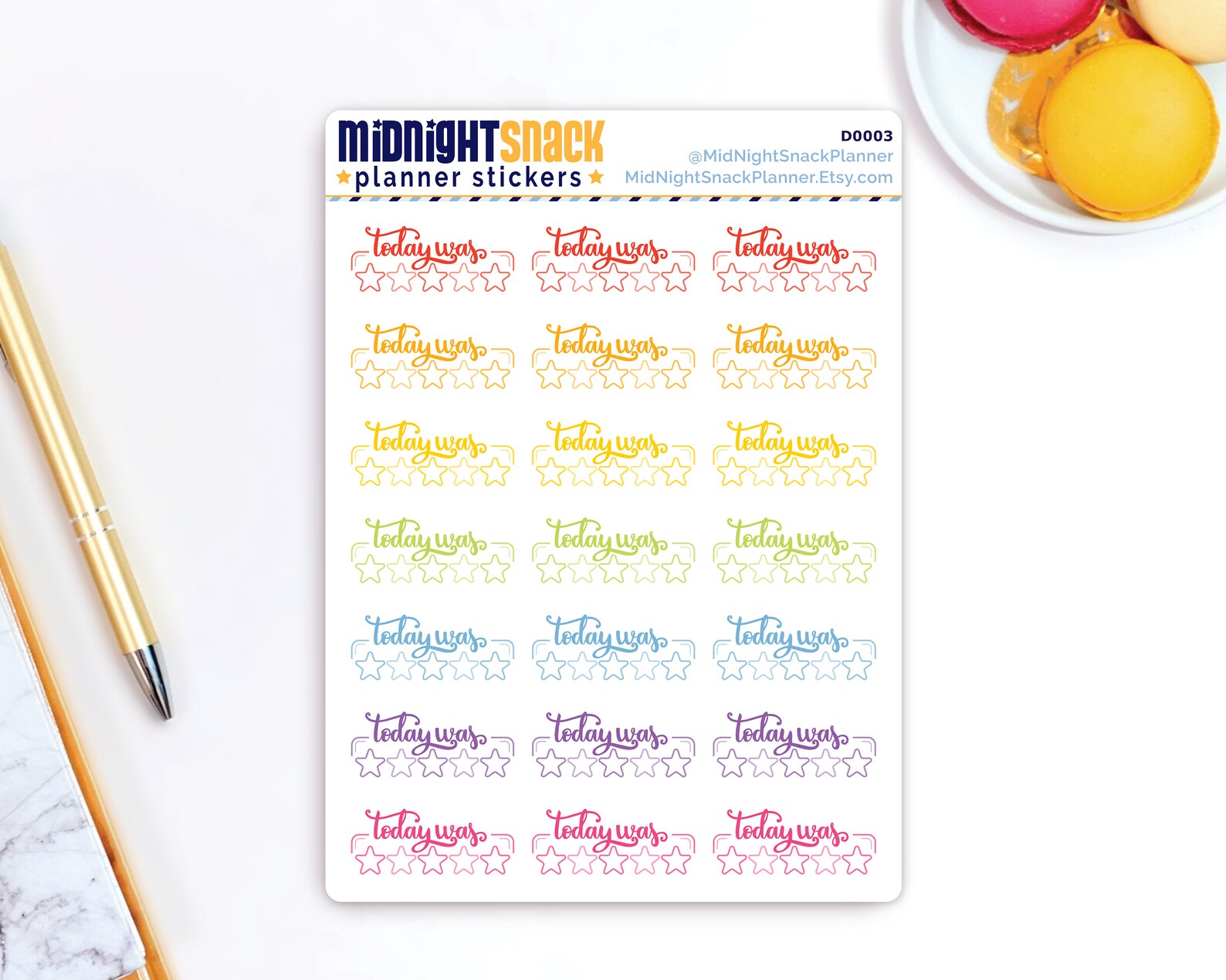 Today Was 5 Star Tracking Sticker Well-being Planner Sticker | Etsy