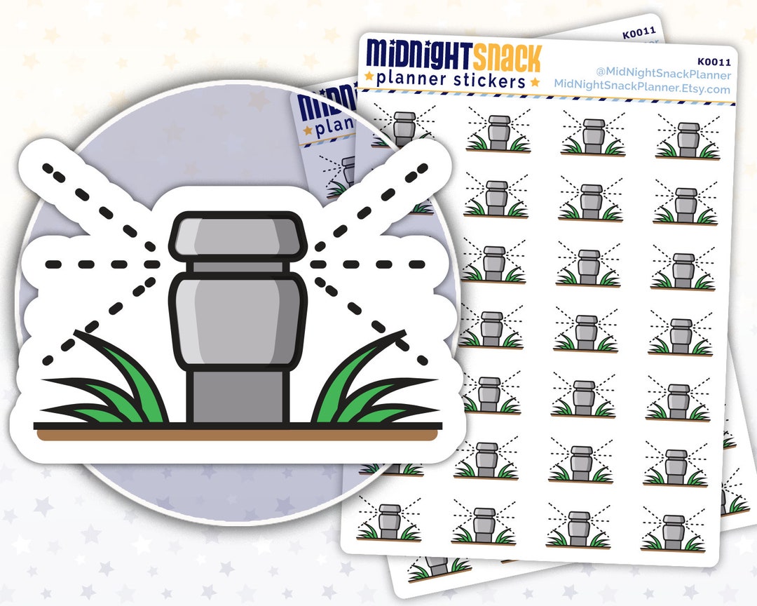 Lawn Sprinkler Icon Sticker | Water the Lawn Planner Sticker | Watering ...