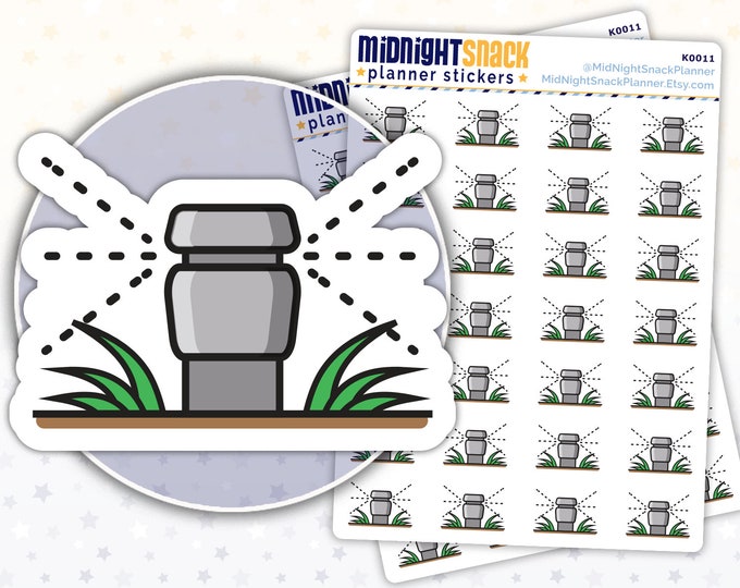 Lawn Sprinkler Icon Sticker | Water the Lawn Planner Sticker | Watering ...