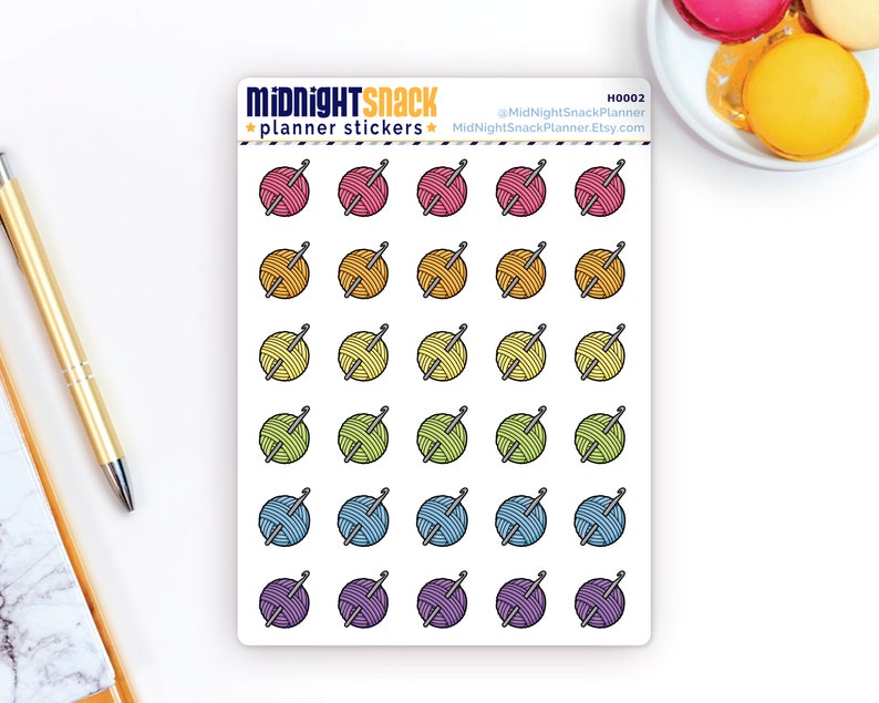 Crochet Planner Stickers Yarn Ball Icon Stickers Wool - Etsy