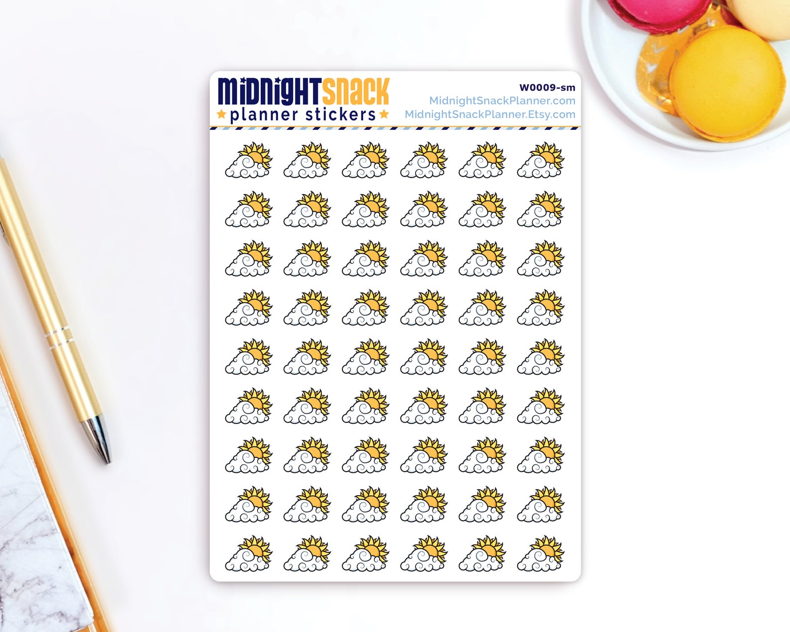 Sun and Clouds Icon Planner Stickers | Mixed Weather Journal Stickers ...