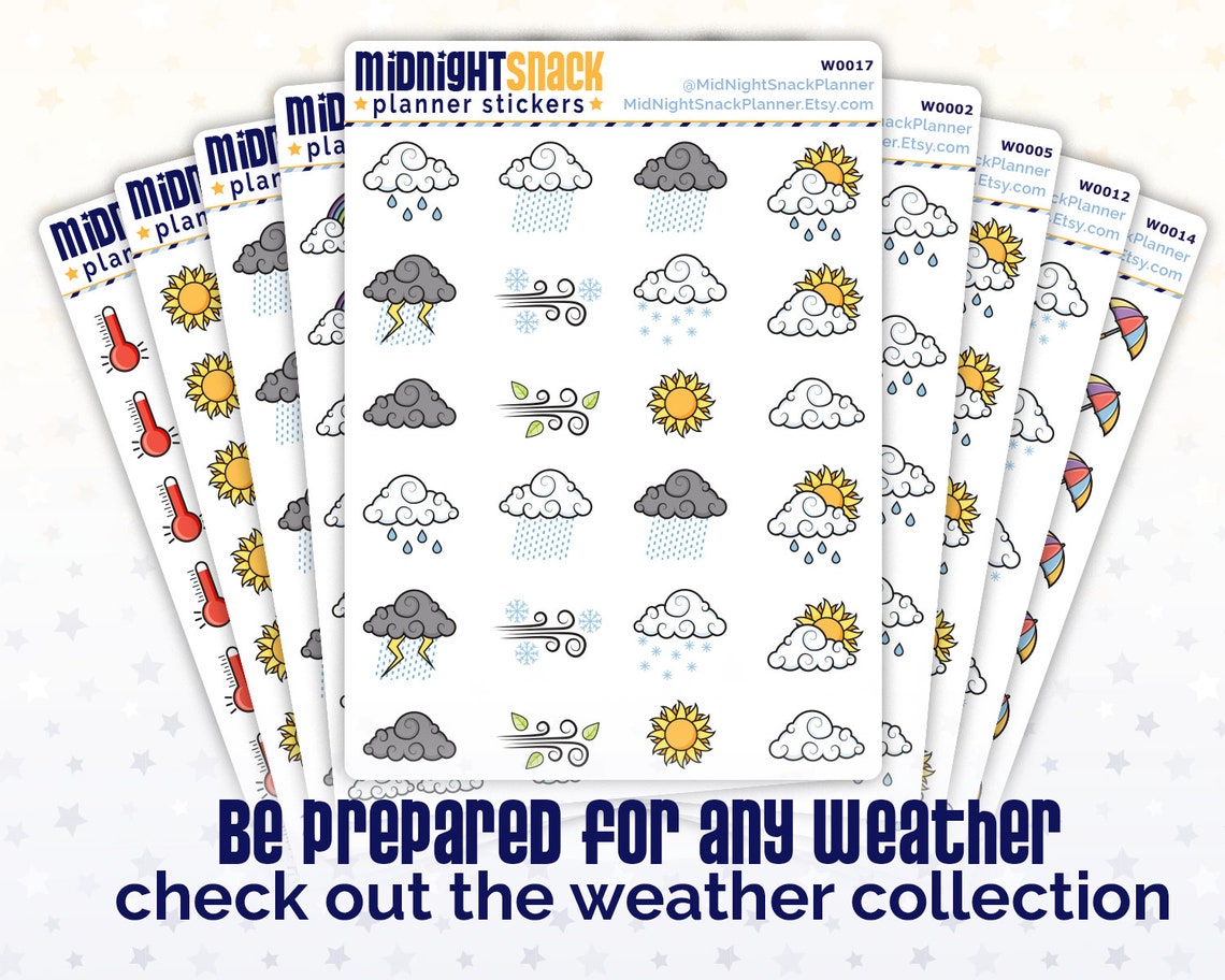 Sun and Clouds Icon Planner Stickers | Mixed Weather Journal Stickers ...