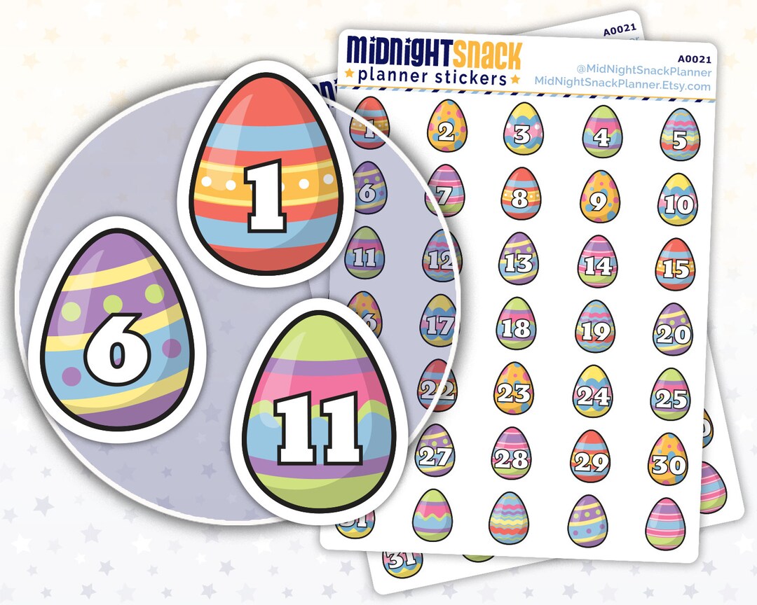 Easter Eggs Countdown Planner Stickers | Spring Decorations Date Cover ...