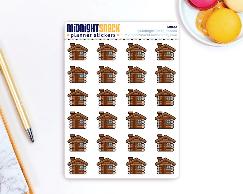 Log Cabin Icon Stickers Cottage Country Planner Stickers | Etsy