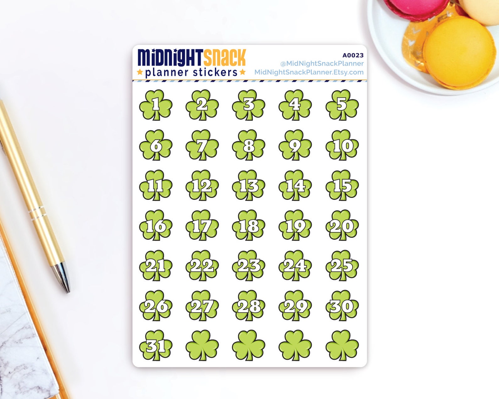 St. Patricks Day Countdown Planner Stickers Shamrock - Etsy