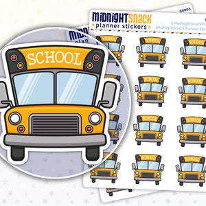 Yellow School Bus Icon Stickers | Back to School Planner Stickers ...