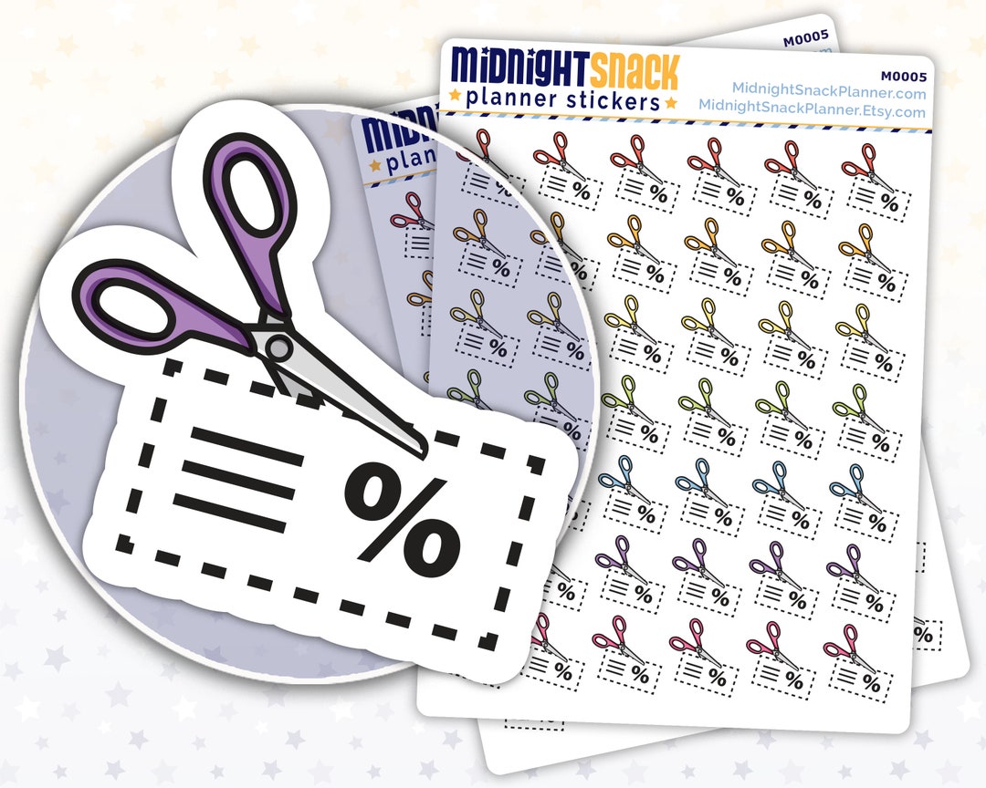 Cut Coupons Icon Sticker | Use Coupon Planner Stickers | Couponing ...